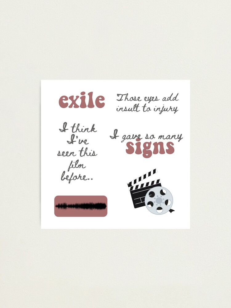 "Exile Sticker Pack - Taylor Swift Folklore" Photographic Print for ...