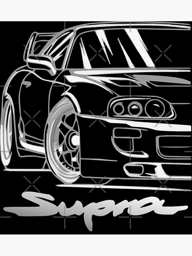 "Toyota Supra Outline" Metal Print for Sale by FromThe8Tees | Redbubble