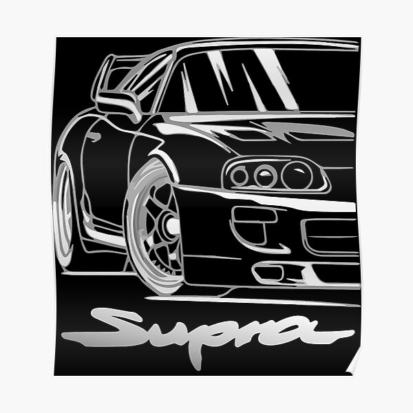 "Toyota Supra Outline" Poster for Sale by FromThe8Tees | Redbubble