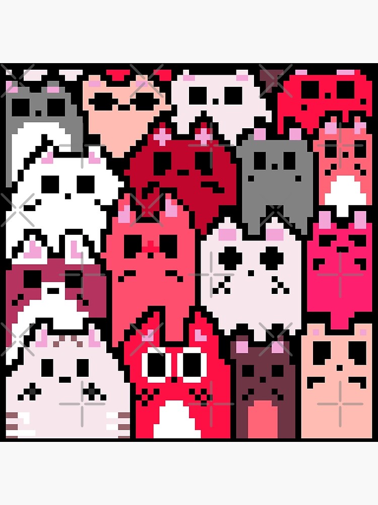 "Kawaii Cats Pattern Pixel Art (Pink)" Poster for Sale by Neroaida ...