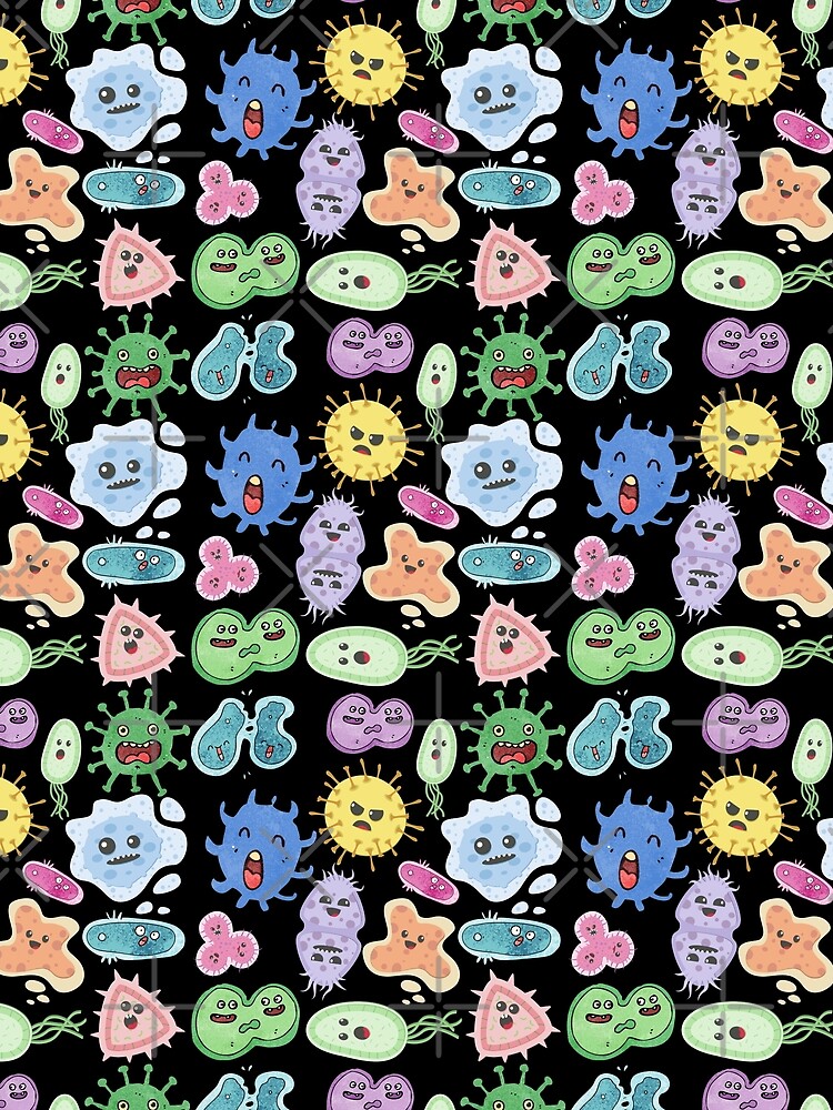 "Cute Microbes Bacteria, Virus, Ecoli MicroBiology Seamless Pattern ...