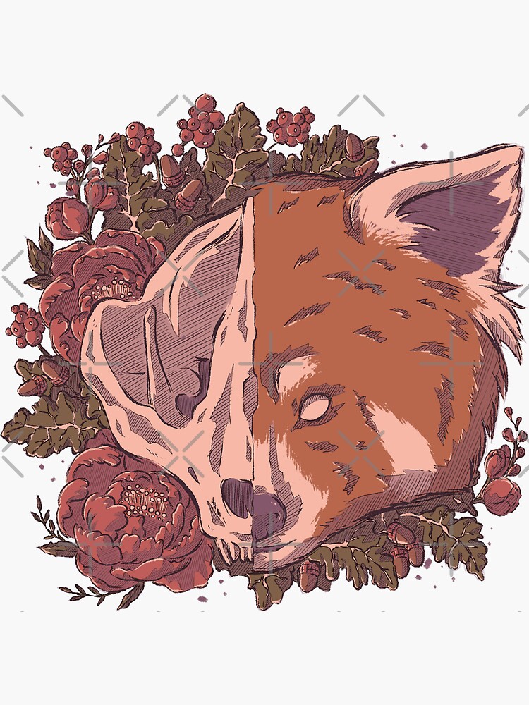"Autumn Red Panda Skull" Sticker for Sale by xMorfina | Redbubble