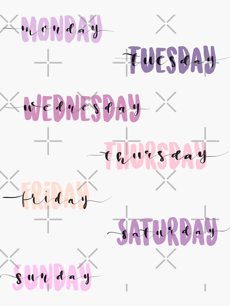 Pegatina «Paquete de pegatinas Días de la semana en colores pastel» de ...