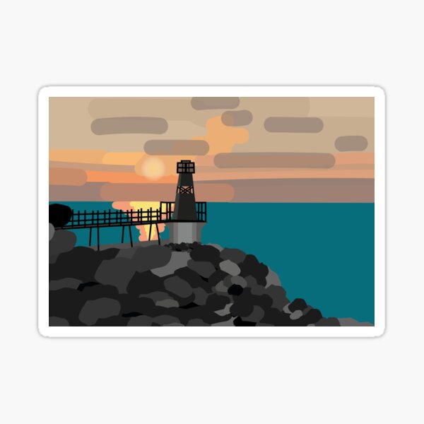 "Battery Point Portishead Lighthouse with a sunrise background" Sticker ...