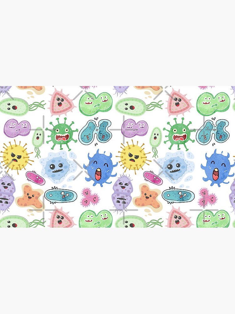 "Cute Microbes Bacteria, Virus, Ecoli MicroBiology Seamless Pattern ...