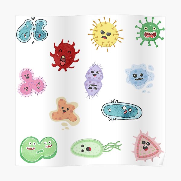 "Cute Microbes Bacteria, Virus, Ecoli MicroBiology Seamless Pattern ...