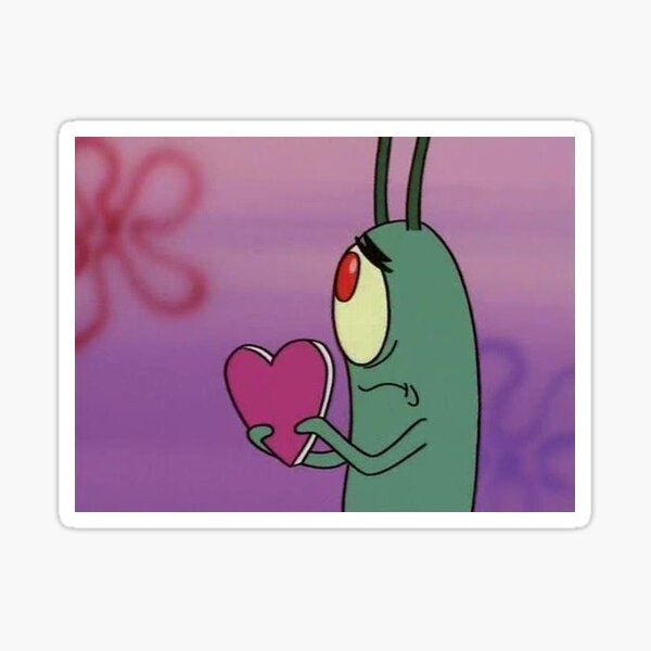 Pegatina «Plankton Heart Meme Greeting - Pegatina de dibujos animados ...