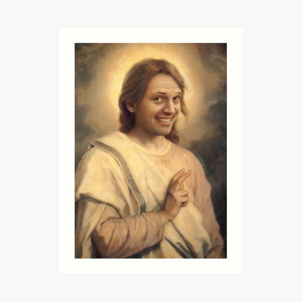"Rik Mayall Jesus" Art Print by PortraitKings | Redbubble