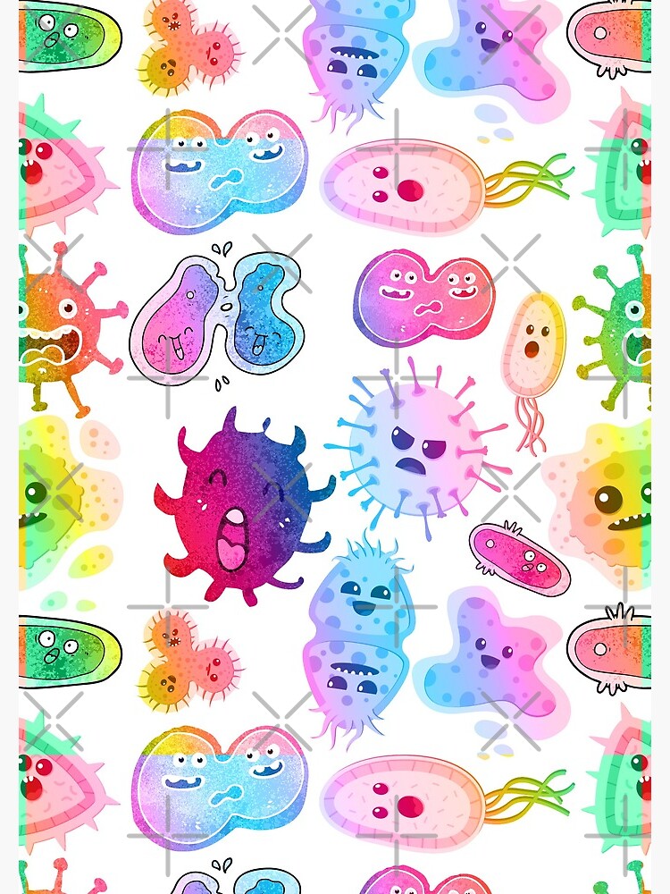 "Cute Microbes Bacteria, Virus, Ecoli MicroBiology Seamless Pattern ...