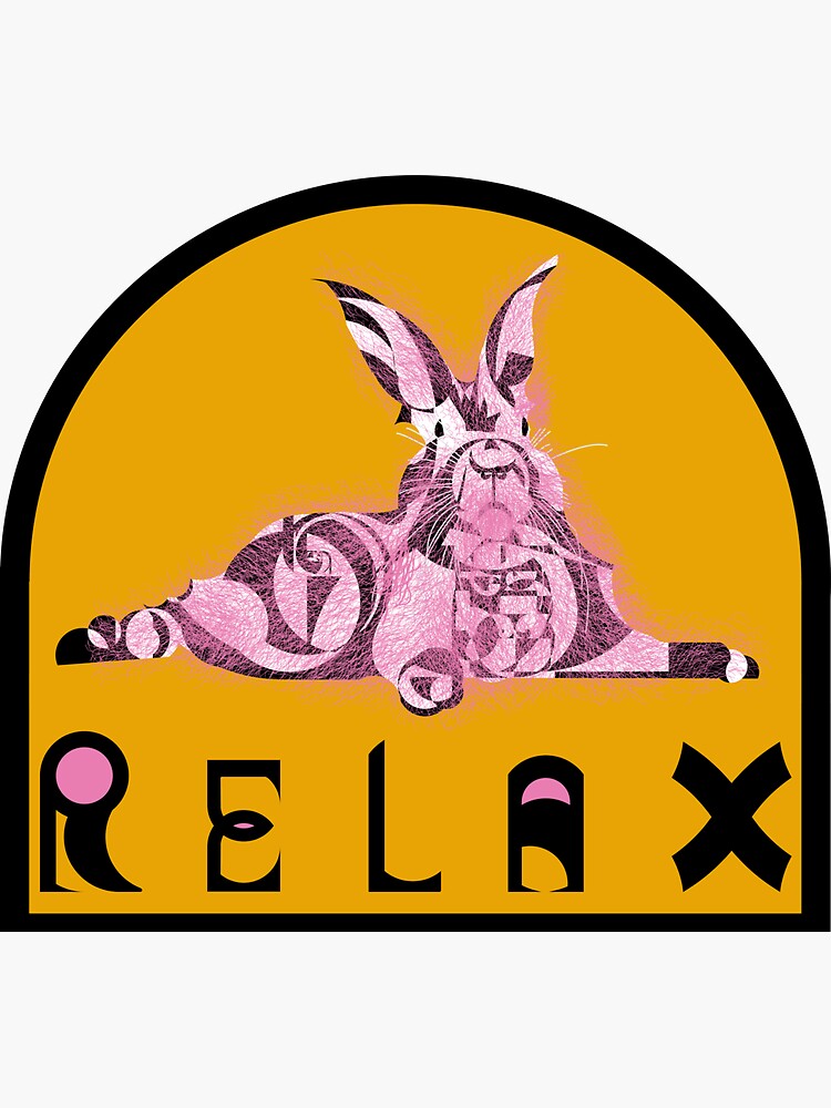 Relax Rabbit” Yellow v1- funny - nature - geometric - cute - pink ...