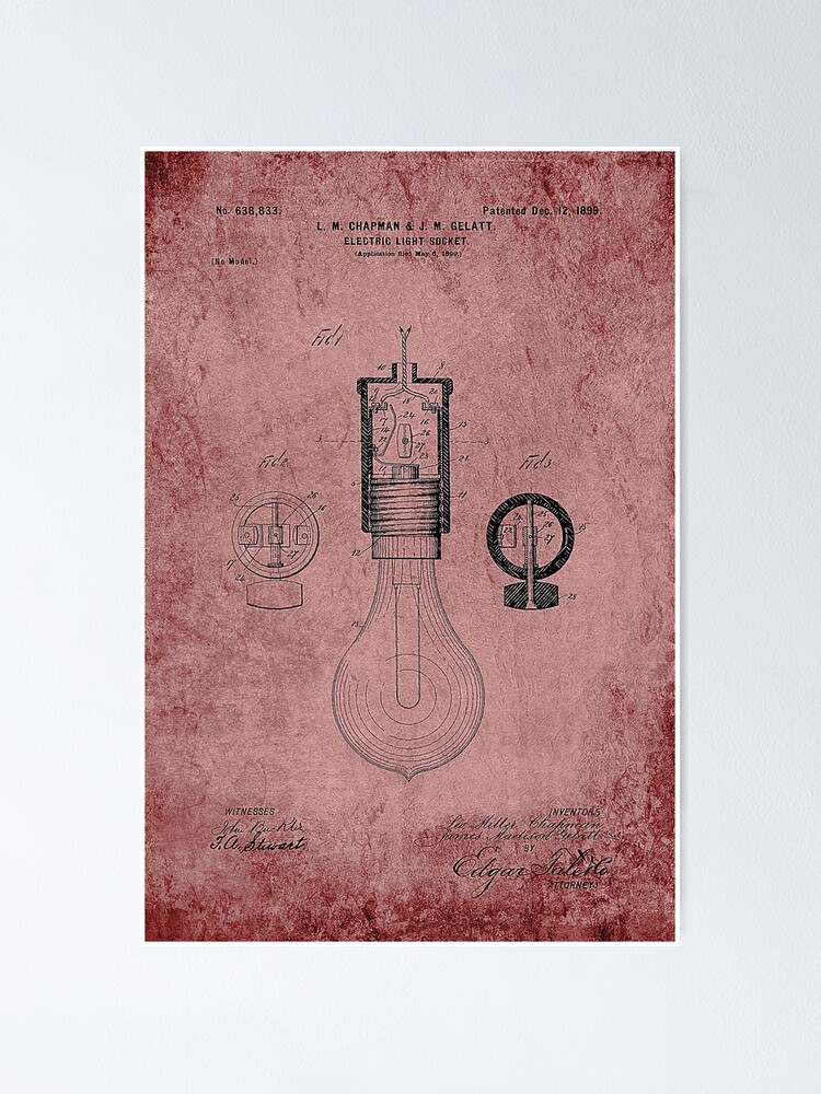 "Vintage Rose Light Bulb Patent" Poster for Sale by JoolyA | Redbubble