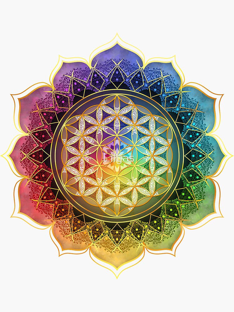 "Rainbow Flower of Life with Lotus" Sticker for Sale by Lilyas | Redbubble
