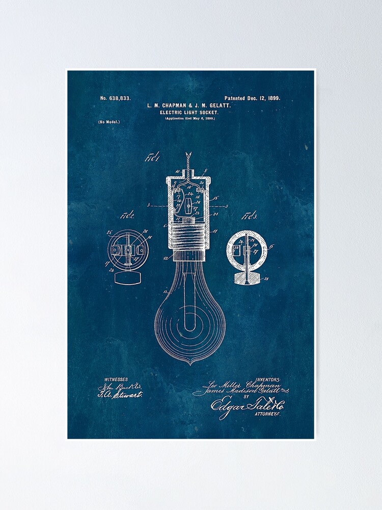 "Blueprint Light Bulb Patent" Poster for Sale by JoolyA | Redbubble