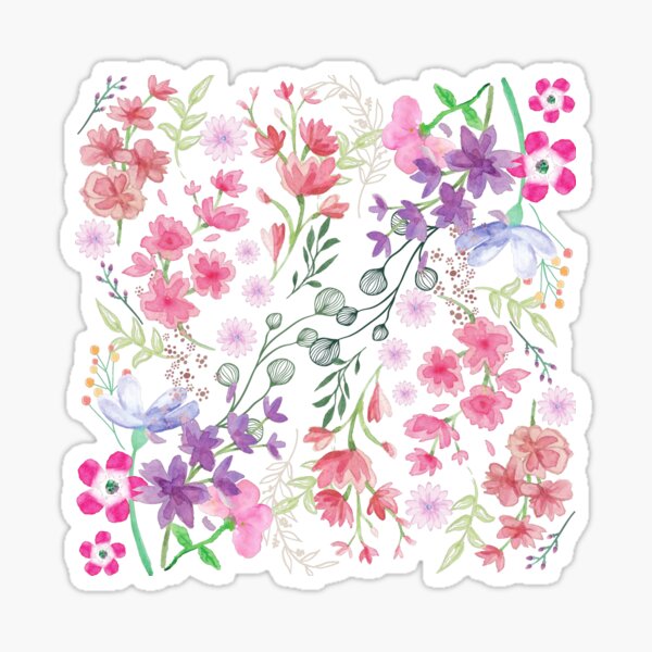 "Watercolor Flowers_White Background " Sticker by leBoosh-Designs ...