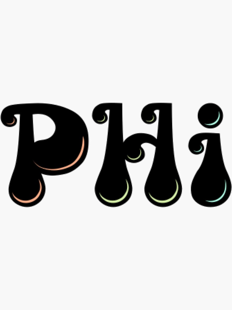 "Black Cartoon Phi Greek Letter with Colour Accents" Sticker for Sale ...