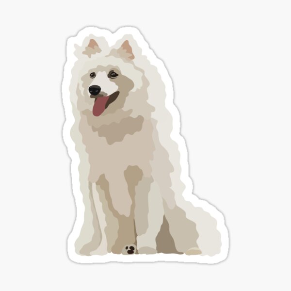 "Japanese Spitz Dog Portrait Digital Illustration" Sticker for Sale by ...