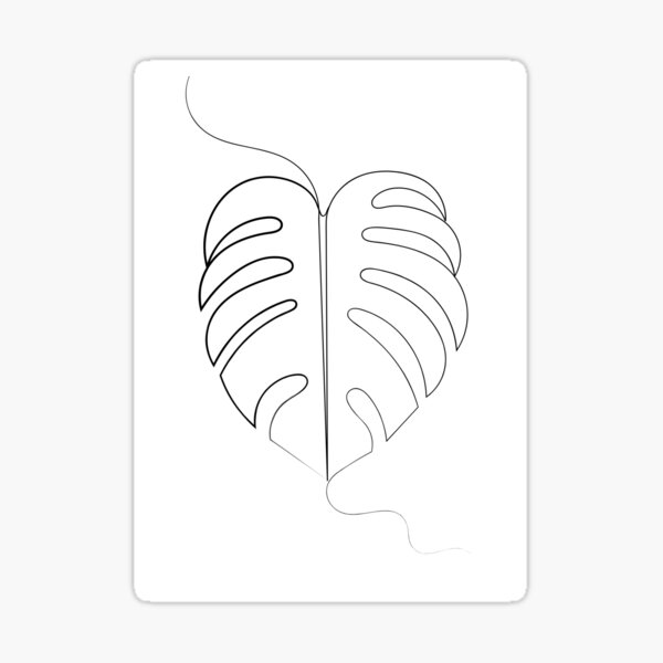 "Swiss Cheese Plant Leaf Line Drawing" Sticker for Sale by AdamRegester ...