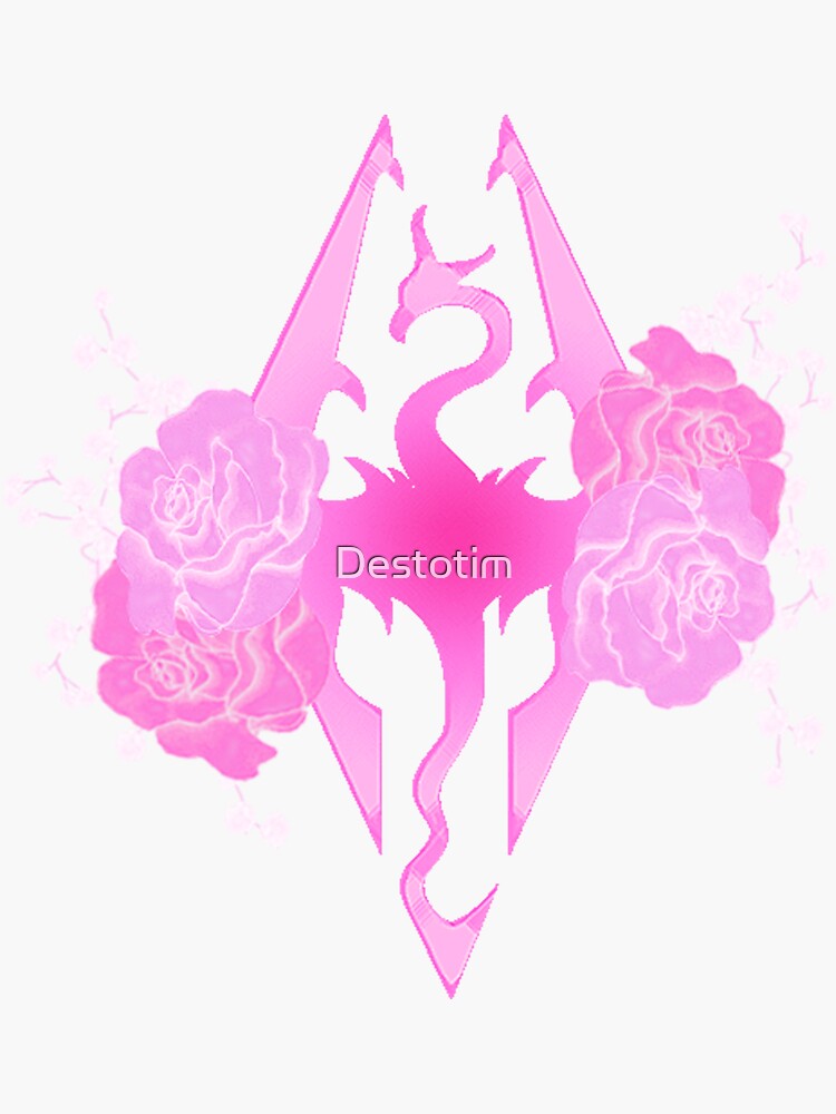 "Dragonborn in pink" Sticker by Destotim | Redbubble