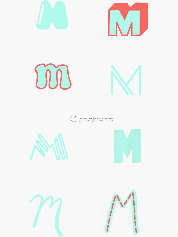 "Letter M Sticker Pack" Sticker for Sale by KCreatives | Redbubble
