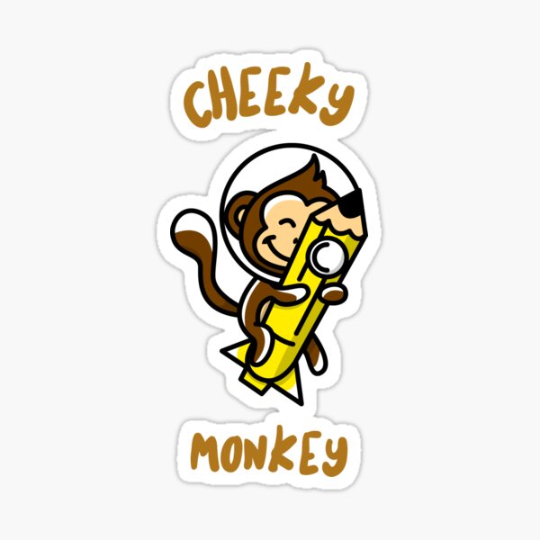 "One Cheeky Little Monkey" Sticker for Sale by Enlighten-Mind | Redbubble