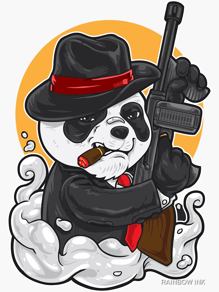 "Gangster panda" Sticker for Sale by RainbowInk20 | Redbubble