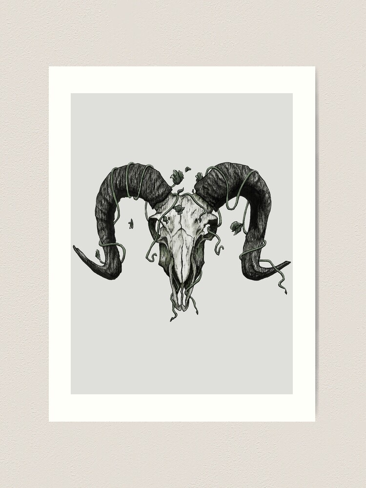 Ram Skull Artwork SACRED RAM Skull Totem Staff Pagan Ritual Art