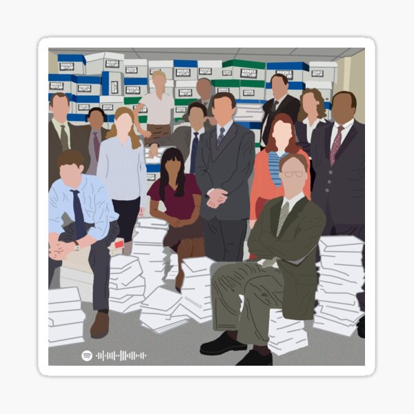 "the office cast with the office theme song spotify code" Sticker for ...