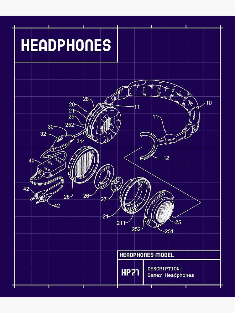"Headphones Blueprint" Poster for Sale by StingRayTShirt | Redbubble