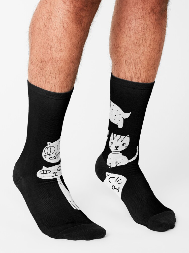 "Black & White Cat Pack" Socks by chaimael | Redbubble
