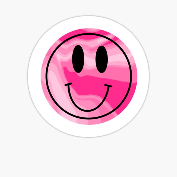 "Pink smiley face " Sticker by fiorella019900 | Redbubble