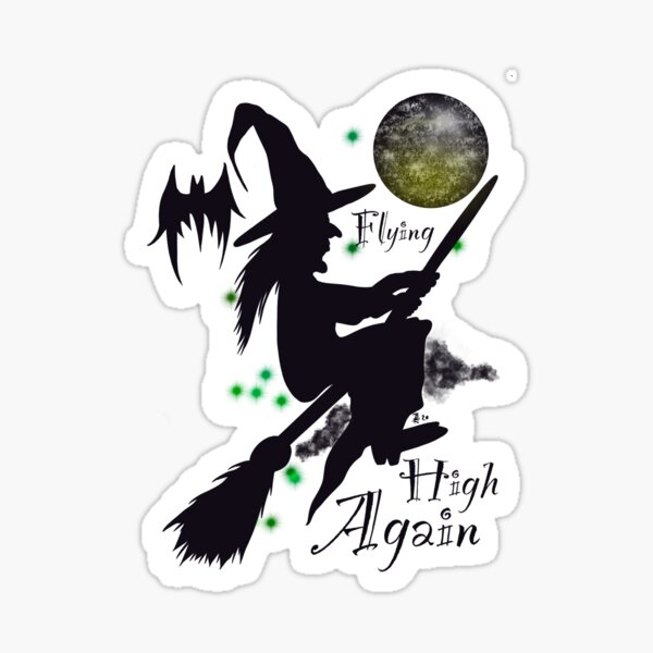 "Witch on a broom " Sticker for Sale by Chillateez | Redbubble