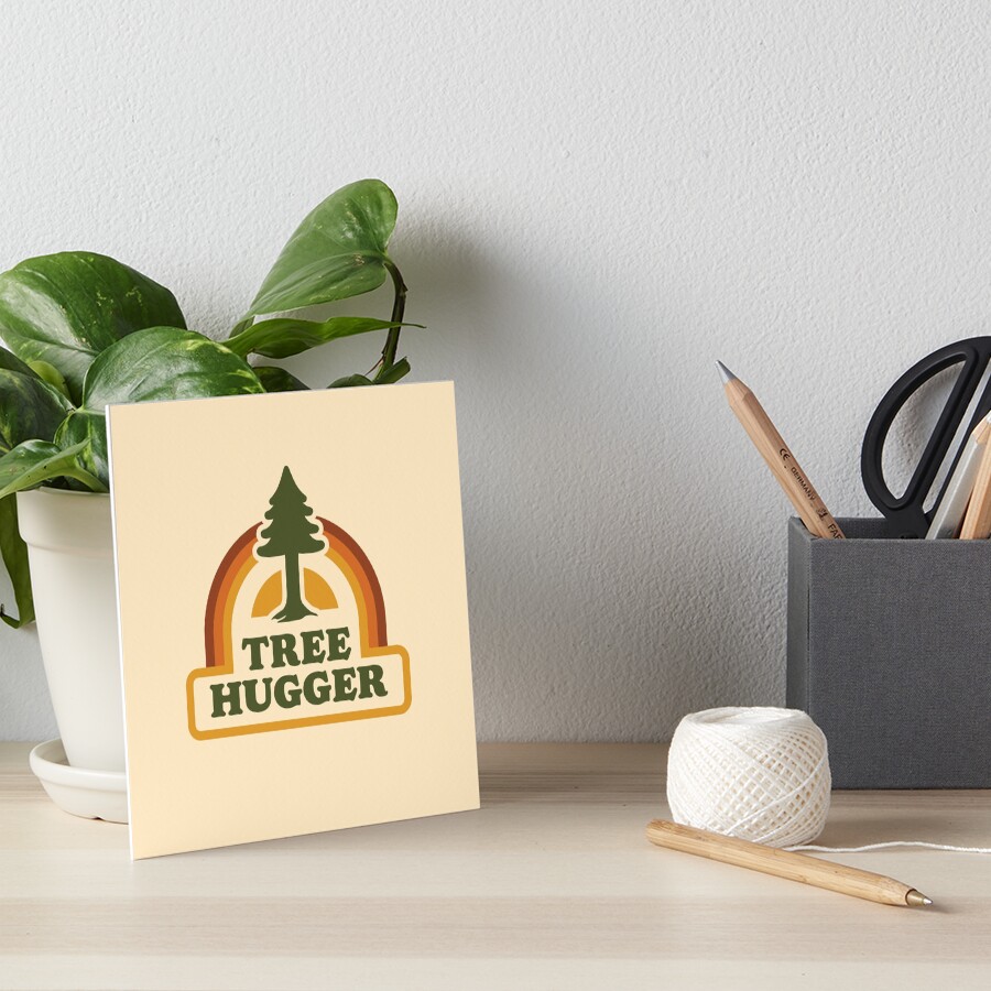 "Retro Tree Hugger" Sticker for Sale by amandaweedmark | Redbubble