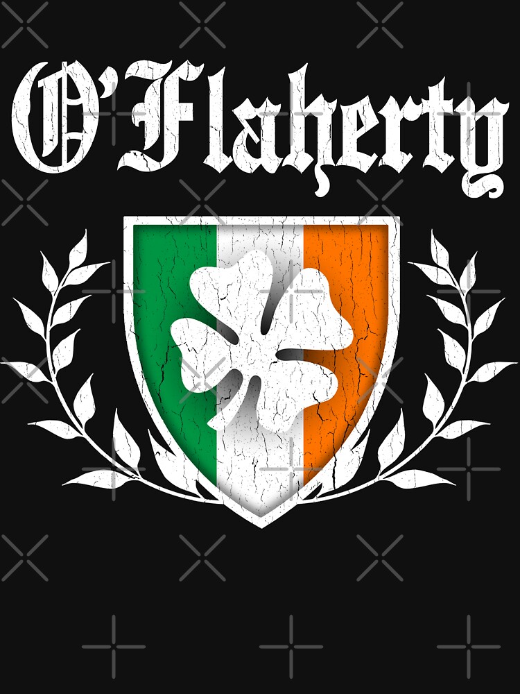 "O'Flaherty Family Shamrock Crest (vintage distressed)" T-shirt for ...