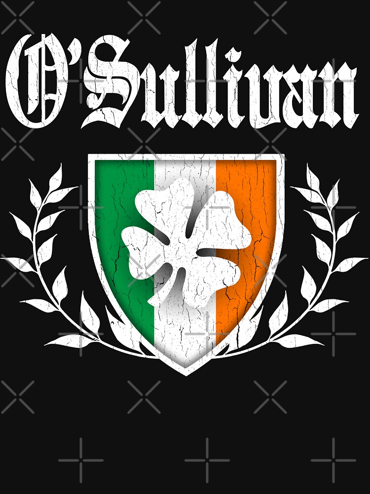 "O'Sullivan Family Shamrock Crest (vintage distressed)" T-shirt for ...