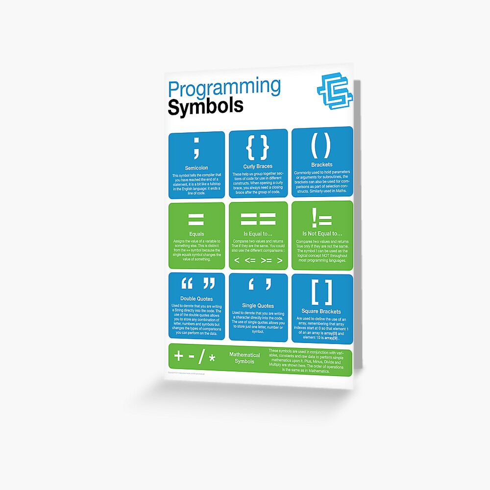 "Programming Symbols (Coding Literacy)" Greeting Card by lessonhacker ...