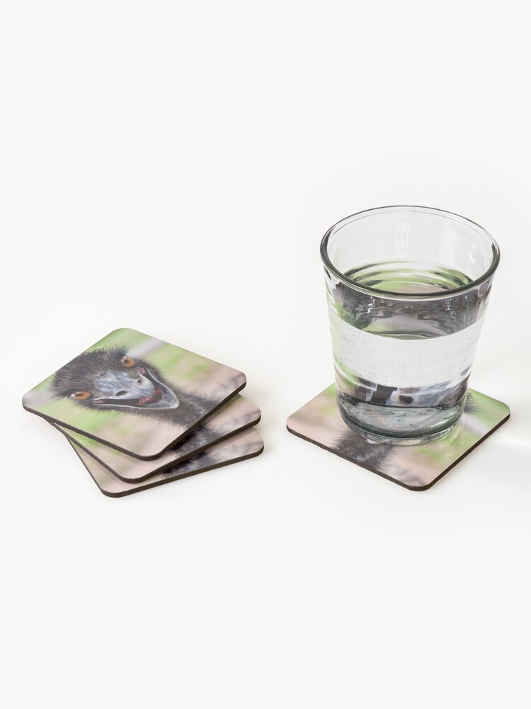 "Cute Emu" Coasters (Set of 4) for Sale by LorisArtRoom | Redbubble