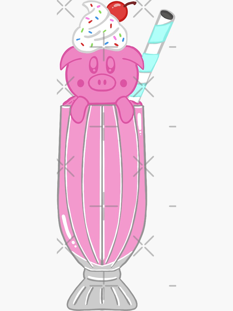 "Pig Strawberry Milkshake" Sticker by MollyTamolly | Redbubble