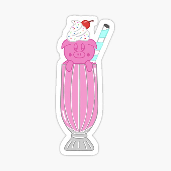 "Pig Strawberry Milkshake" Sticker by MollyTamolly | Redbubble