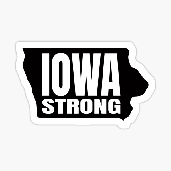 "Iowa Strong State Outline - Black/White Outline" Sticker by dhobbs92 ...