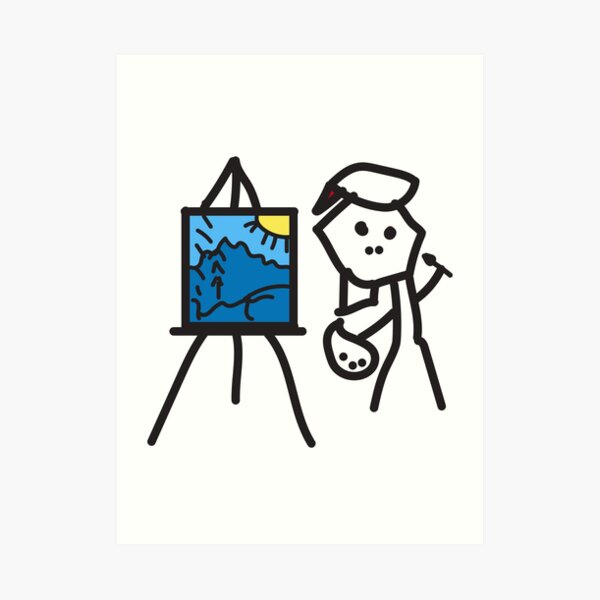 "Little Dude Napoleon Painting Stick Figure - Black" Art Print by ...