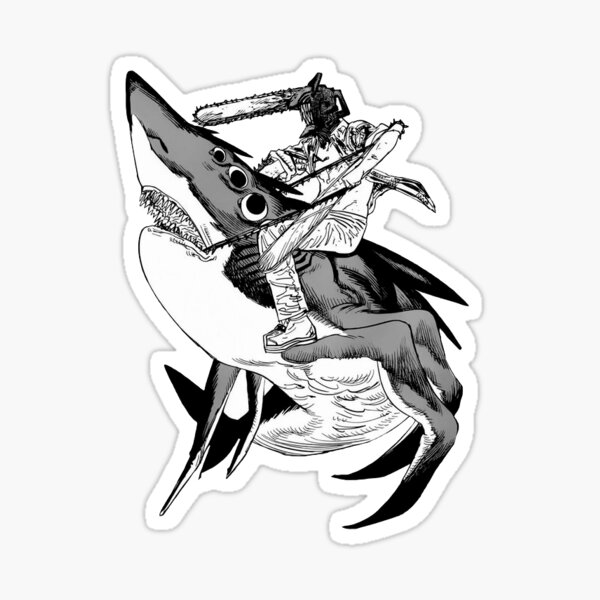 Paper Beam Chainsaw Man Shark Devil Waterproof Vinyl Die Cut Sticker ...
