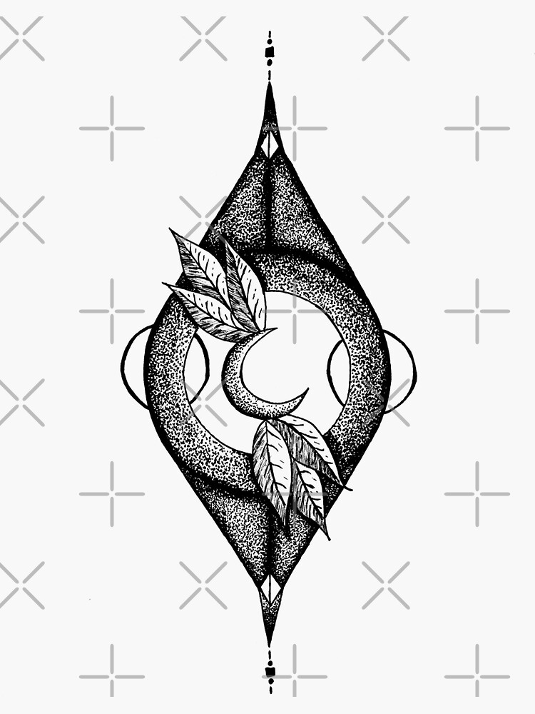"Crescent Moon, dotwork tattoo moon design, blackwork illustration ...