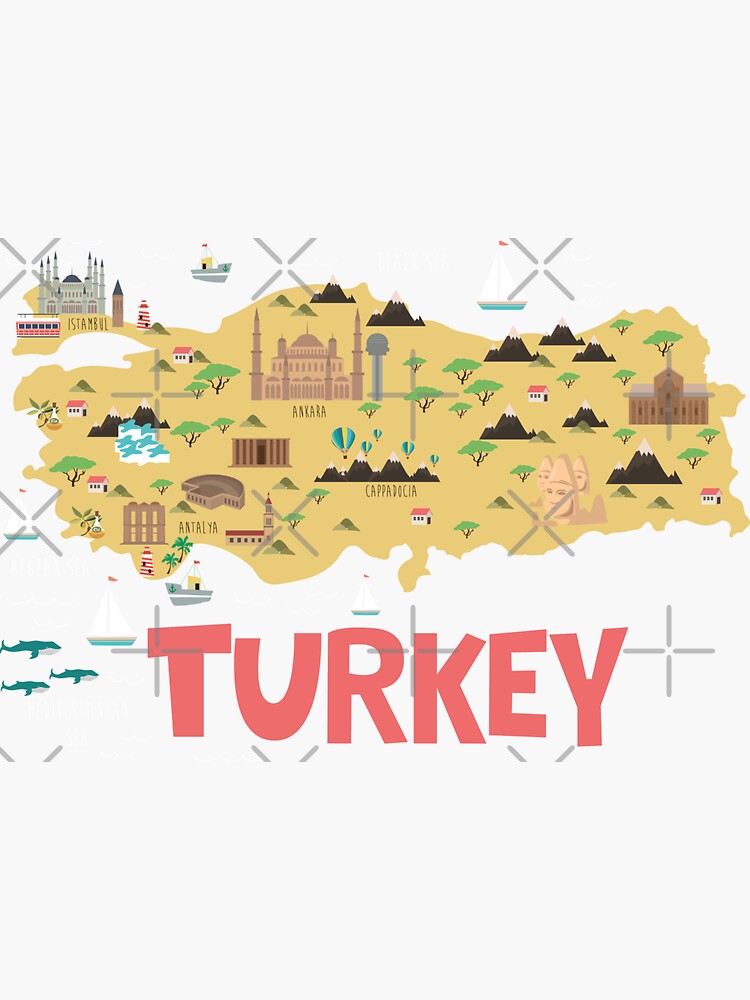 "Turkey illustrated map" Sticker by 0kay-co | Redbubble