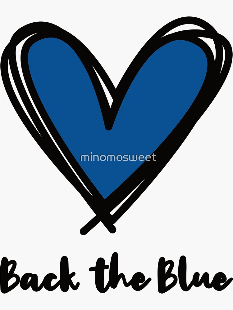 "Back The Blue with Blue Heart - Support Police Design" Sticker for ...