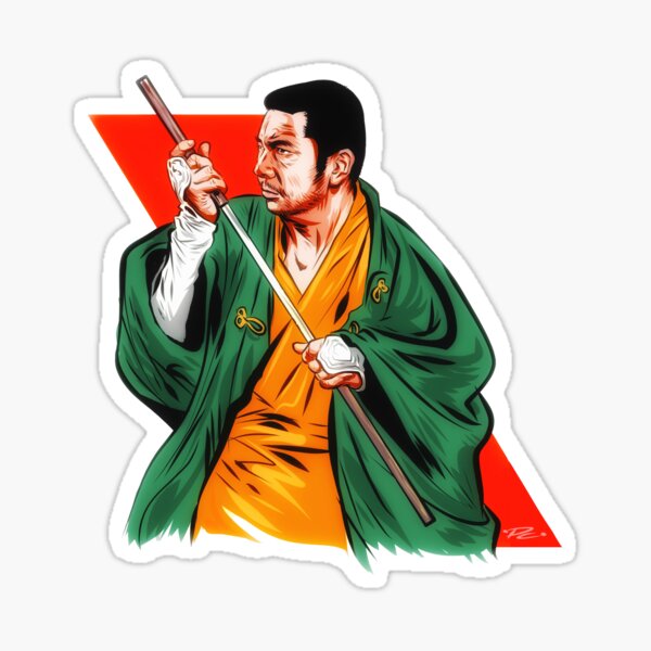 "Shintaro Katsu - An illustration by Paul Cemmick" Sticker for Sale by ...