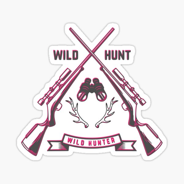 "Pink Hunting emblem with crossed hunting rifles, binoculars and ...