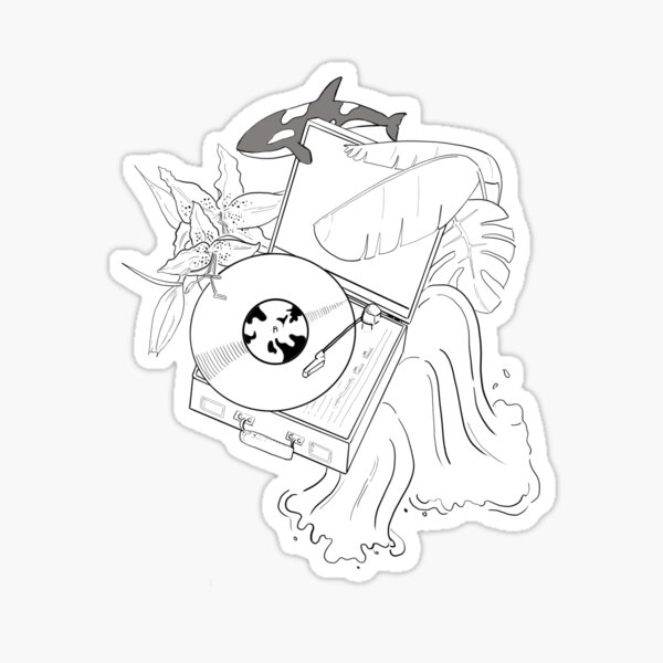 " Record Player - Retro, minimalist music wave" Sticker by -Nuage ...