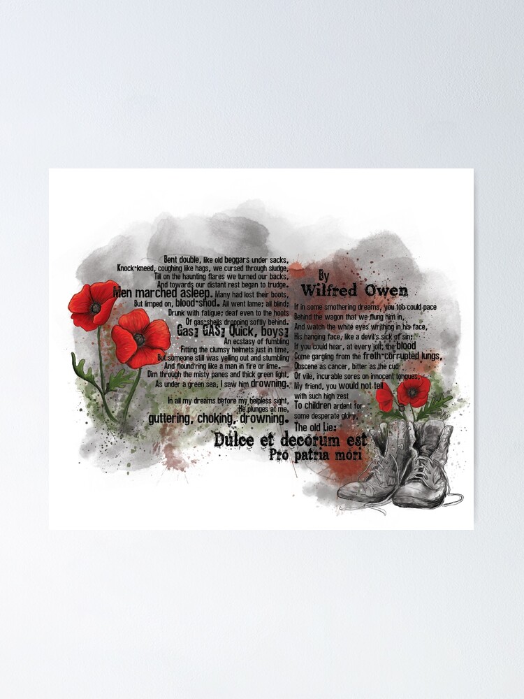 "Dulce et Decorum by Wilfred Owen" Poster by QueenBeckyB | Redbubble