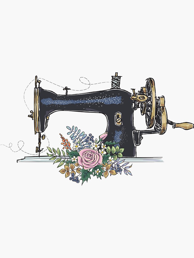 "Vintage Sewing Machine" Sticker by YumeeCraft | Redbubble