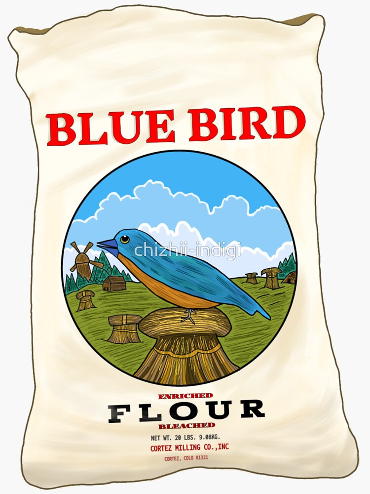 "Blue Bird Flour" Sticker for Sale by chizhii-indigi | Redbubble